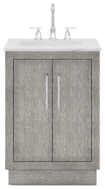 Hugo Carrara White Marble Countertop Vanity in Gray Oak with Chrome ...