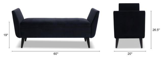 Duff 60" Mid-Century Modern Upholstered Entryway Storage Bench ...