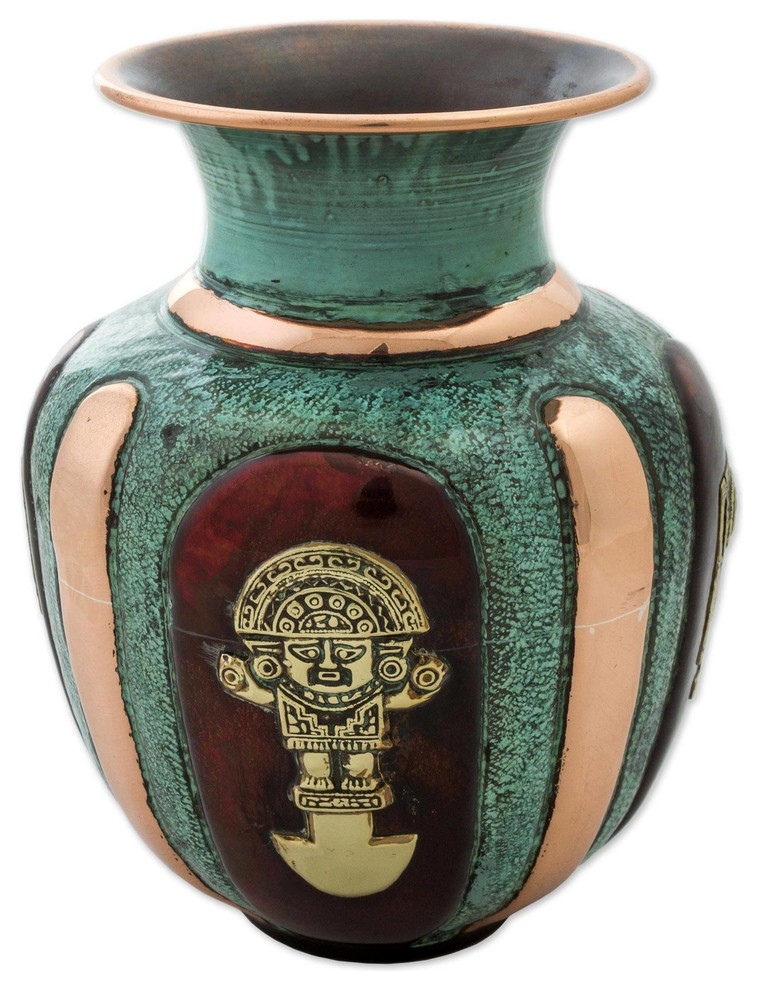 Pre-Inca Charm Copper and Bronze Decorative Vase - Contemporary - Vases ...