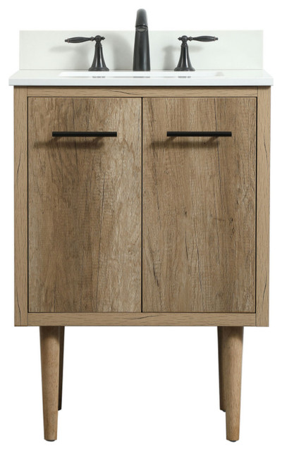 24" Single Bathroom Vanity, Natural Oak With Backsplash, Vf48024Nt-Bs ...