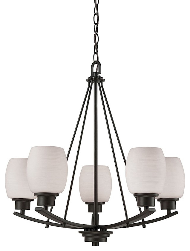 Thomas Lighting Casual Mission 5-Light Chandelier, Bronze/White Lined ...