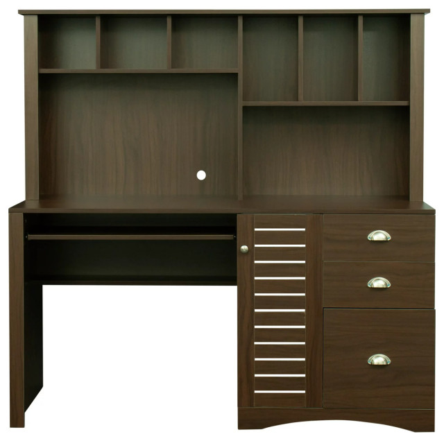 Large Desk, Waterproof Top With Integrated Hutch & Ample Storage Space ...