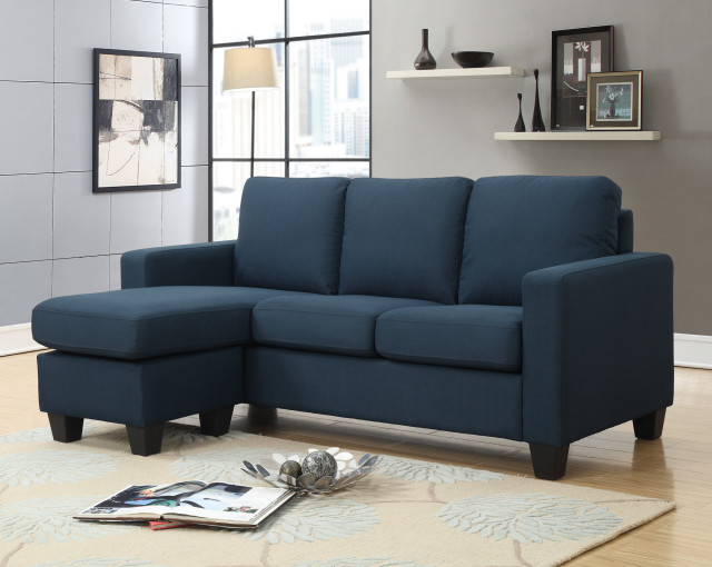 Joshua Sectional Chofa, Peacock Blue - Transitional - Sectional Sofas ...