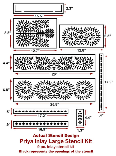 Priya Bone Inlay Stencil, DIY Bone Inlay Designs for Furniture Makeover ...