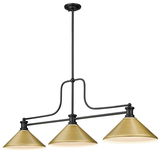 Melange 3-Light Island Pendant, Matte Black - Traditional - Kitchen ...