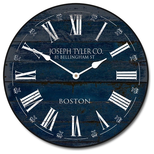 Barnwood Blue Clock, 18" - Traditional - Wall Clocks - by Em and Em ...