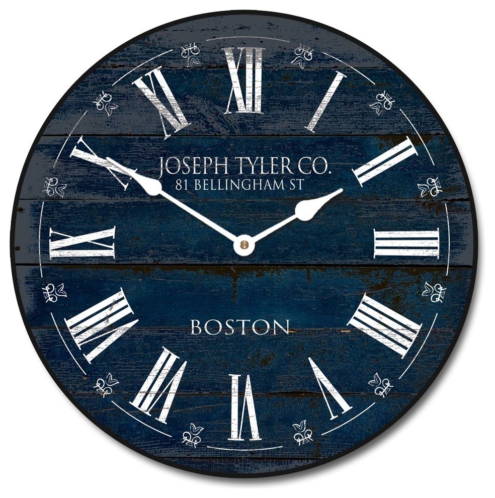 Barnwood Blue Clock, 18" - Traditional - Wall Clocks - by Em and Em ...