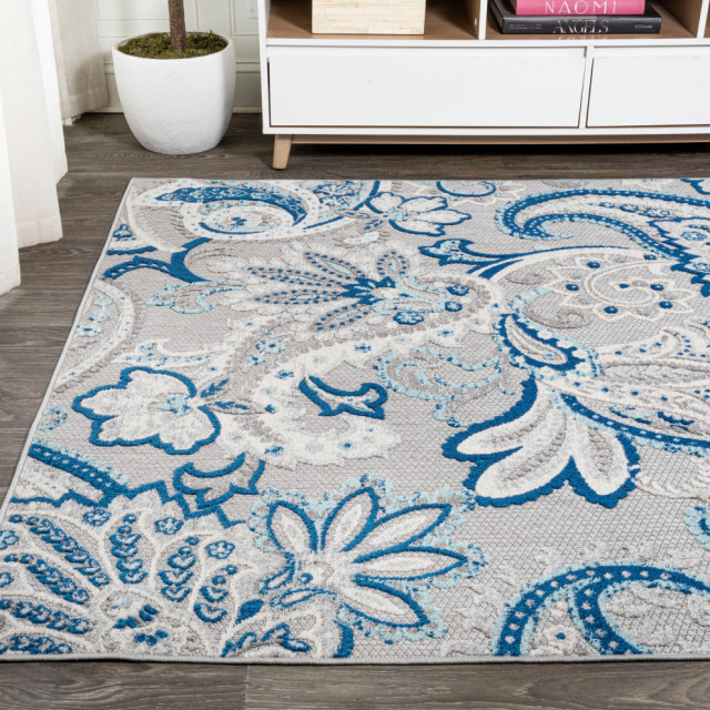 Gordes Paisley High-Low Indoor/Outdoor Area Rug, 4'x6' - Mediterranean ...