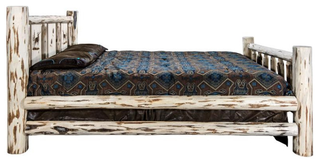 Montana Woodworks Solid Wood Full Bed with Laser Engraved Elk Design in ...