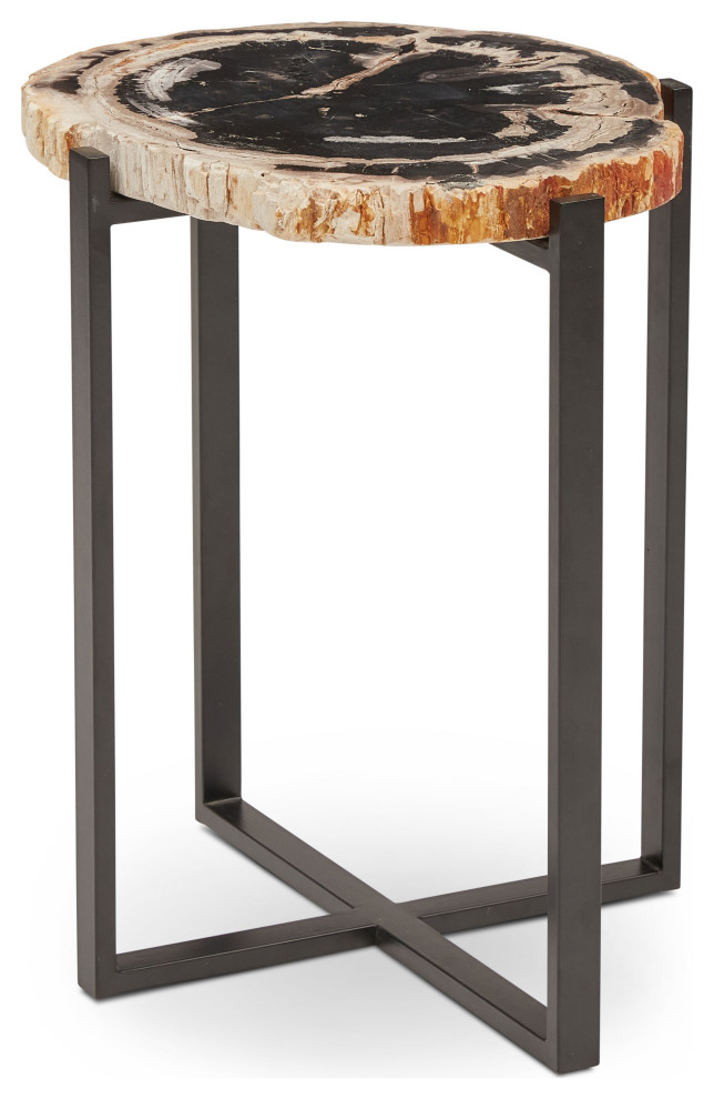Relique Milo End Table, Black Frame, Natural Dark Top - Rustic - Side Tables And End Tables - by ...