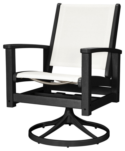 Polywood Coastal Swivel Rocker, Textured Black, Black - Transitional ...