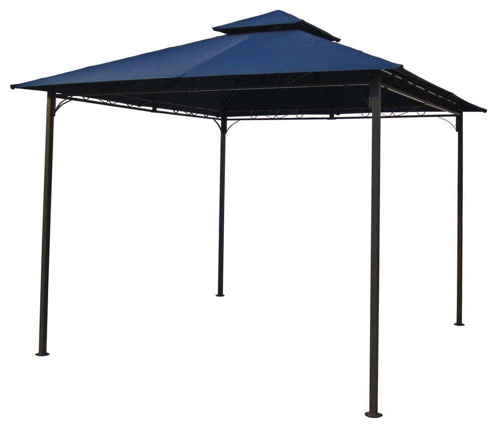St. Kitts Vented Canopy Gazebo, Dark Gray/Navy Blue - Contemporary ...