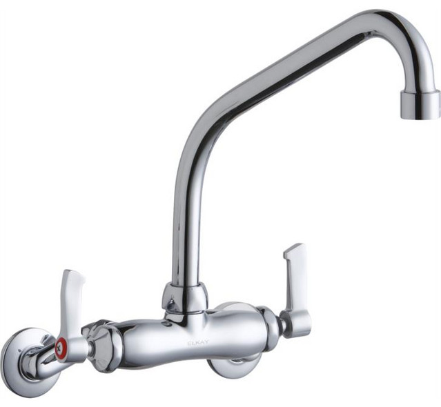 Elkay 8" High Arc Double Handle Wall Mount Commercial Faucet ...