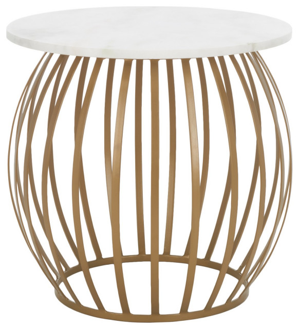 Safavieh Explorer Round Accent Table, White Marble/Gold, #N/A ...