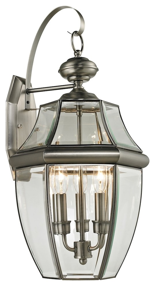 Ashford 3-Light Coach Lantern, Antique Nickel, Large - Traditional ...