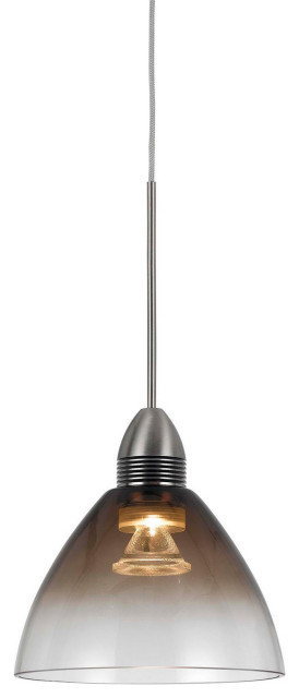 9W Dimmable LED Round Glass Shade Pendant Lighting with Canopy, Silver ...