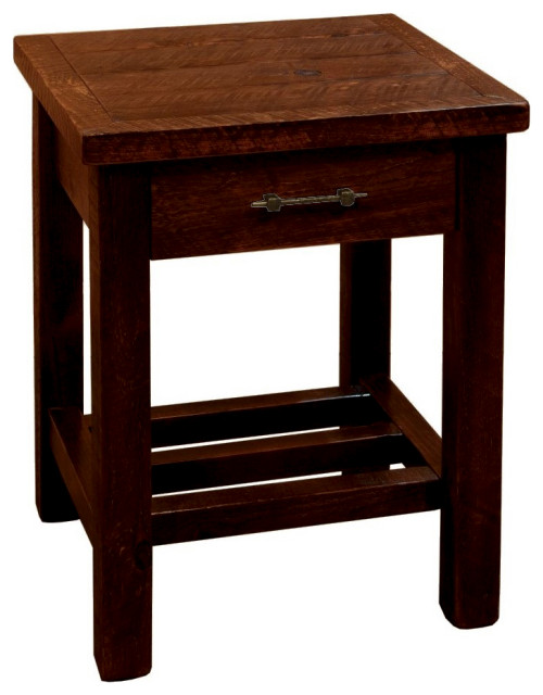Rustic Barn Wood Style Timber Peg 1-Drawer End Table - Transitional ...