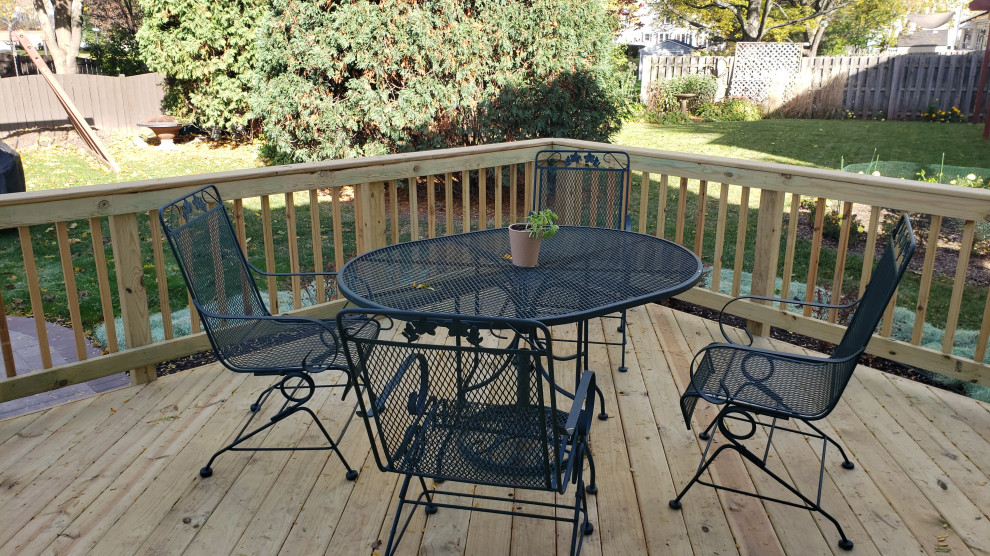 Belgard Lafitt Rustic Slab Paver Patio & Pressure Treated Re-Deck in ...