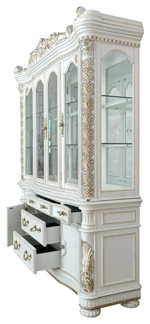 ACME Vendome Hutch & Buffet in Antique Pearl Finish - Victorian - China ...