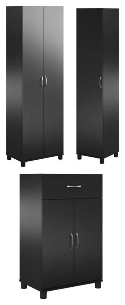 Home Square 3-Piece Set with 24" 16" Storage Cabinet and Base Storage ...