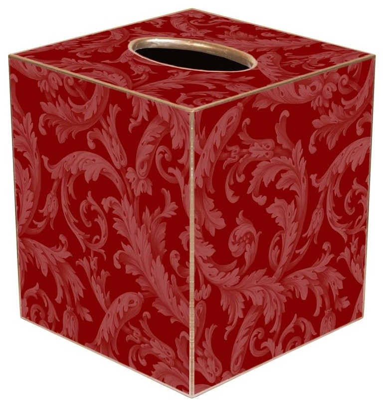 TB2419 - Red Scroll Tissue Box Cover - Traditional - Tissue Box Holders ...