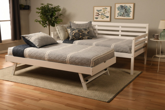 Boho Daybed With Pop Up and Linen Stone Mattresses - Transitional ...