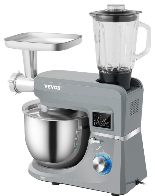 VEVOR 660W Stand Mixer 7.4Qt 6-Speed Tilt-Head Dough Mixer with Grinder ...