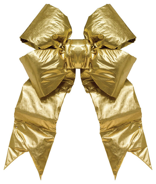 Gold Structural Bow with Tail - Traditional - Christmas Ornaments - by ...