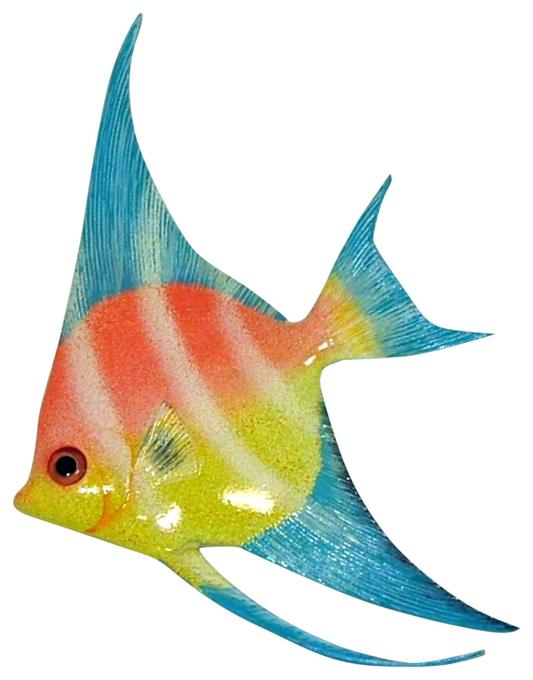 Tropical Bright Colorful Blue Pink Angel Fish Hanger Wall Decor - Beach ...