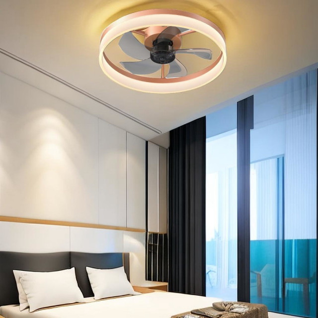 Rose Gold Ceiling Fans With Lights Dimmable LED - Contemporary ...