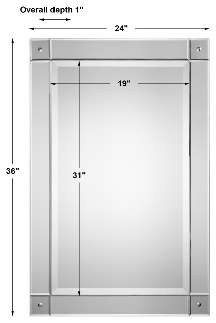 Frameless, Beveled Mirror Featuring Decorative Details, The Corners ...