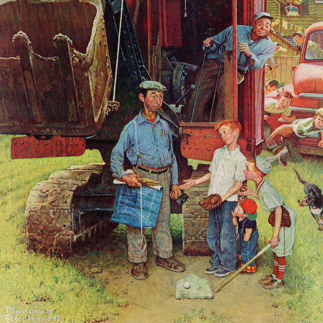 "Construction Crew" Painting Print on Canvas by Norman Rockwell, 18"x18 ...