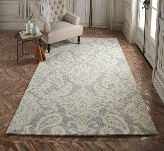 Feizy 8776FBLU Belfort Hand Tufted Blue / Ivory Area Rugs, 8' x 10 ...