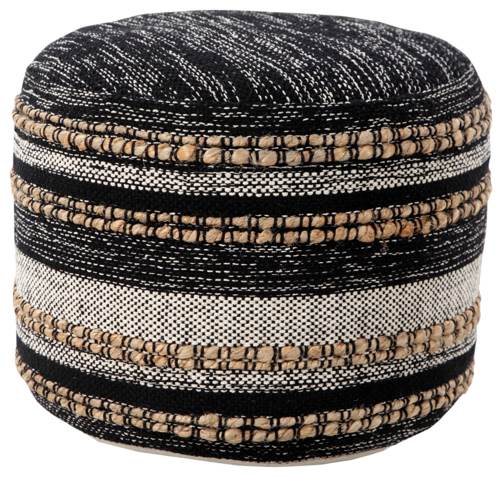 Modern Boho Striped Jute Pouf Ottoman - Scandinavian - Floor Pillows And Poufs - by LR Home | Houzz