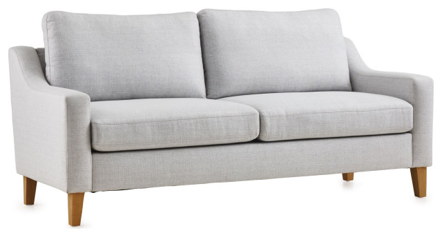 Retro Modern Sofa, Natural Oak Legs With Padded Seat & Sloped Arms ...