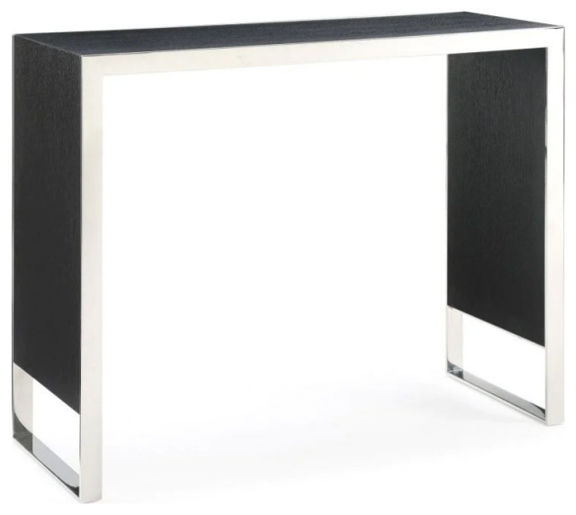 Juda Modern Black Oak and Stainless Steel Bar Table - Contemporary ...