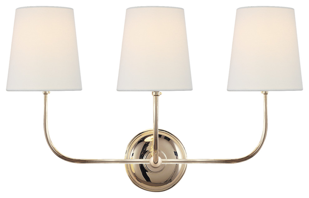 Vendome Triple Sconce With Linen Shades - Transitional - Wall Lighting ...
