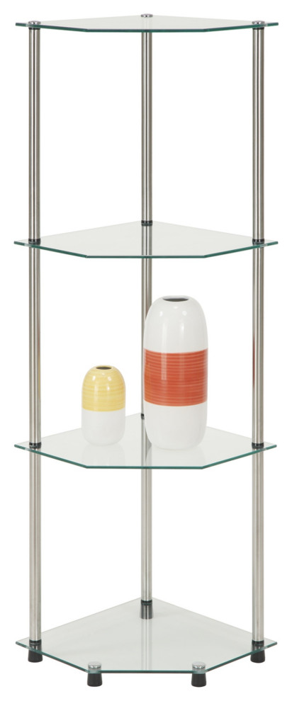 Designs2Go Classic Glass 4 Tier Corner Shelf - Contemporary - Display ...