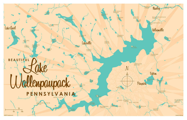 Lakebound Lake Wallenpaupack Pennsylvania Map Art Print, 24"x36 ...