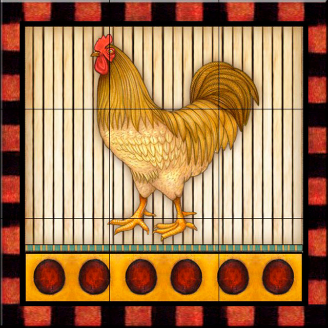 Tile Mural, Fancy Rooster 5 by Dan Morris, 18" x 18" (9 Tiles ...