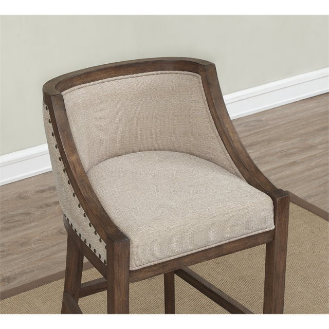 Home Square 2 Piece Stationary Counter Stool Set in Warm Brown and ...