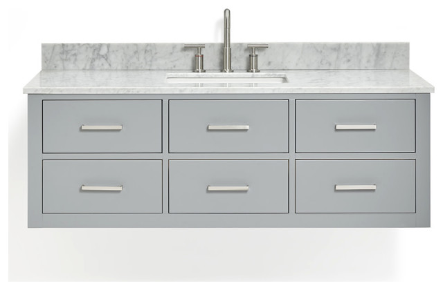 Ariel W055SCW2RVO Hutton 55" Wall Mounted Single Basin Vanity Set - Transitional - Bathroom ...