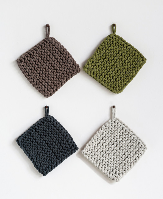 Square Cotton Crocheted Pot Holder (Set of 4 Colors) - Contemporary ...