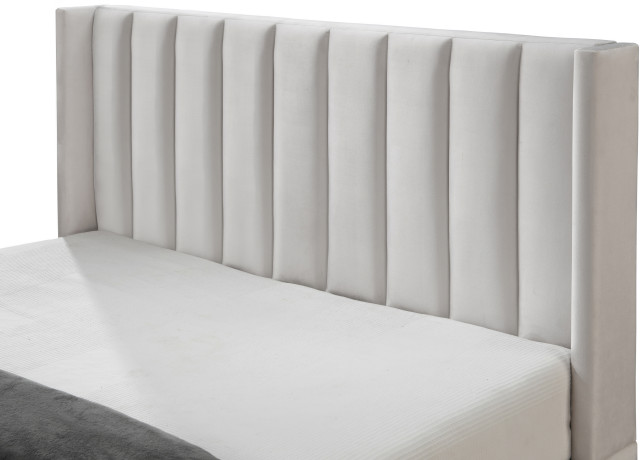 Nadia Velvet Upholstered Bed, Queen - Midcentury - Platform Beds - by ...