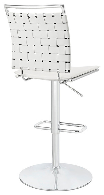 Modern White Fuse Adjustable Armless Bar Stool, 21"Lx19.5"Wx38-47.5"H ...