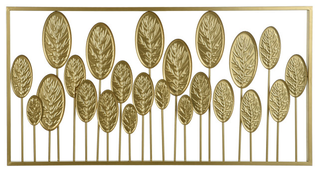 Pendant Leaflets Gold Metal Medallion Stemmed Leaves - Contemporary ...