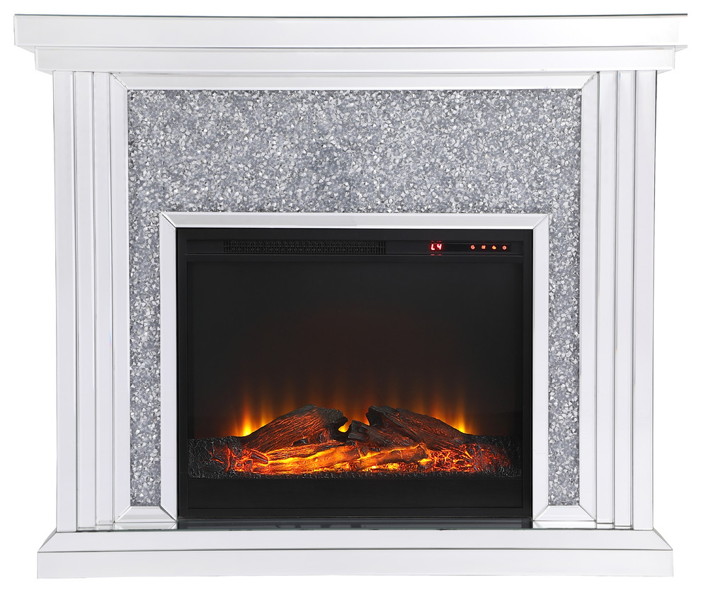 Crystal Mirrored Mantle With Fireplace Insert - Contemporary - Indoor ...