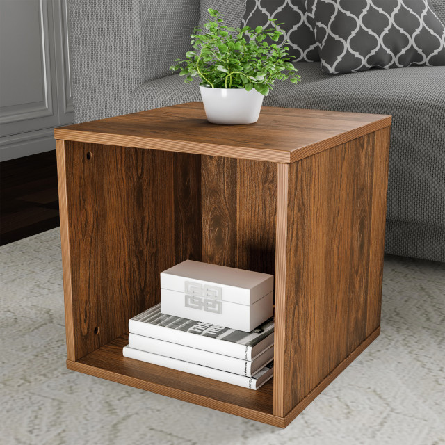 Stackable Cube End Table Contemporary Minimalist Modular Shadowbox ...