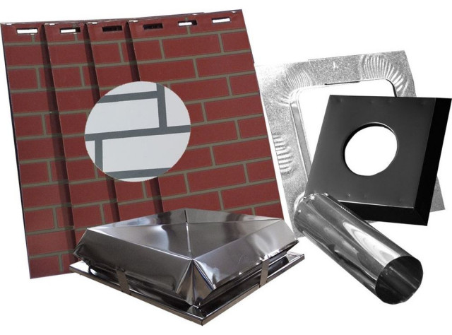 AirJet Simulated White Brick All Fuel Chimney Housing Kit 17x17x36"H ...