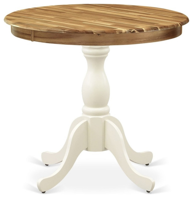 AST-NLW-TP - Dining Table - Natural Top and Linen White Pedestal Leg ...